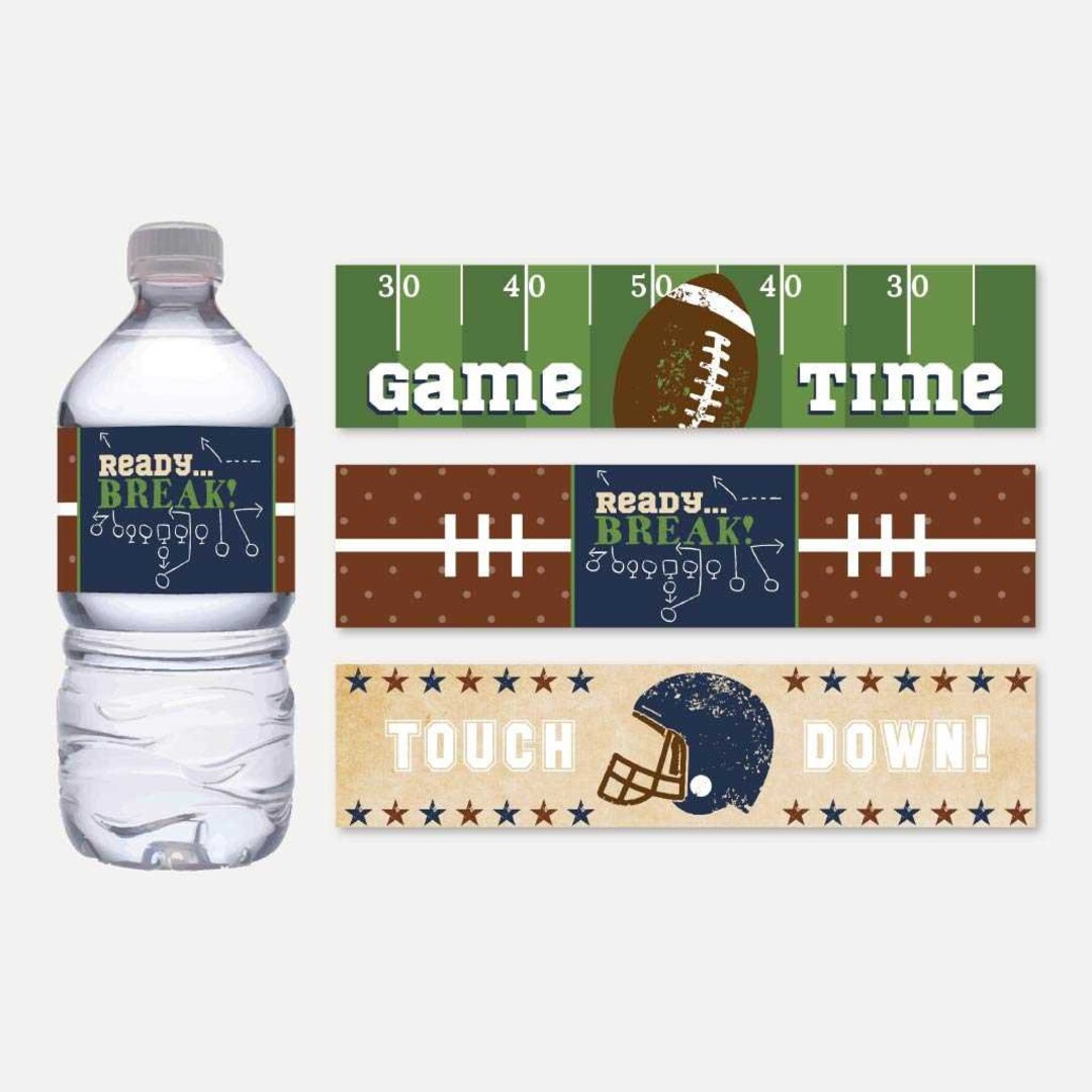 Football Kids Party Bottle Label Template- Water Bottle Labels Birthday ...