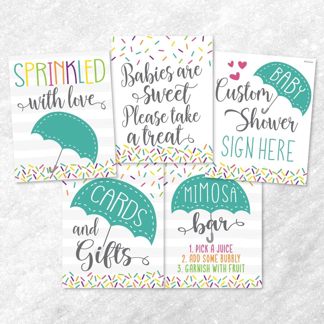 Sprinkle Baby Shower Signs Set Templates - Baby Shower Sign, Baby ...