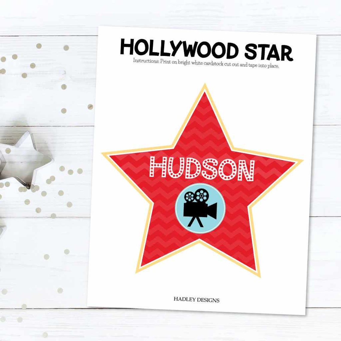 Movie Night Hollywood Star Template Movie Night Ideas Movie | Etsy