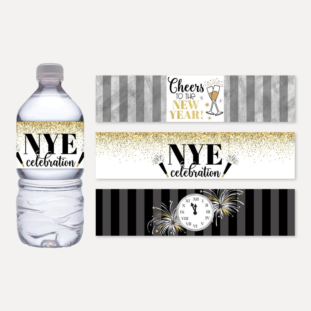 New Years Eve Party Bottle Wrap Template - Printable New Years Label ...
