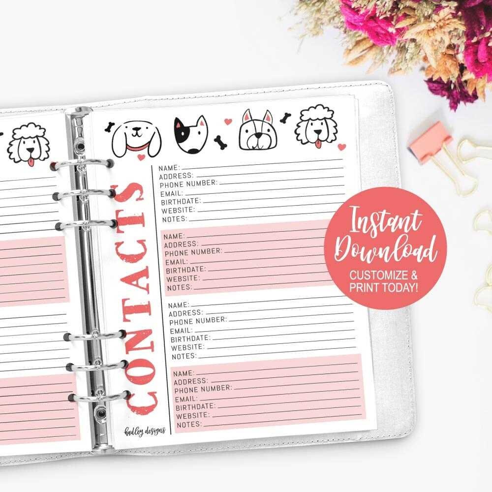 Printable Contact Information Card Printable A5 Planner - Etsy