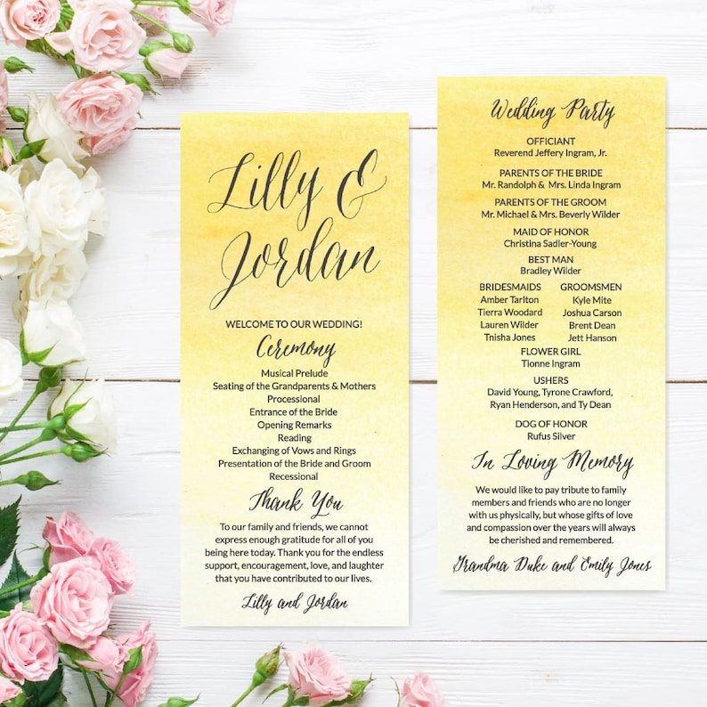 Instant Download Wedding Program Wedding Program Thank You | Etsy