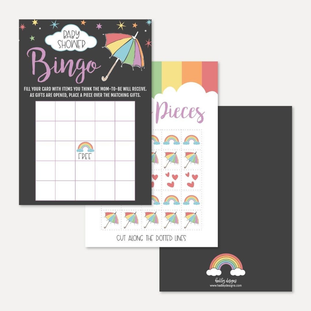 Rainbow Baby Shower Bingo Game Template Bingo Baby Shower, Baby Bingo ...