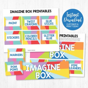 Imagine Box Label Printables, Craft Kits for Kids Template, Art Box ...