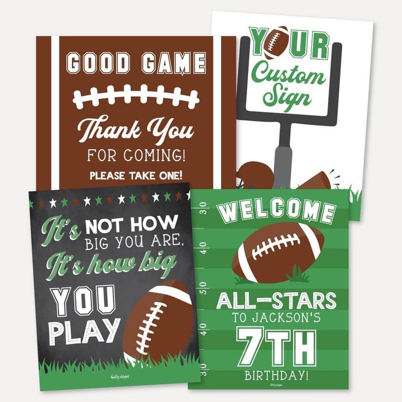 Field Football Kids Party Sign Set Templates Printable | Etsy
