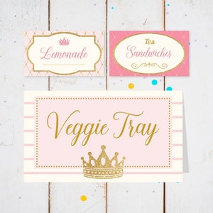 Princess Kid Party Food Tent Card Template - Food Place Card, Food Tent ...