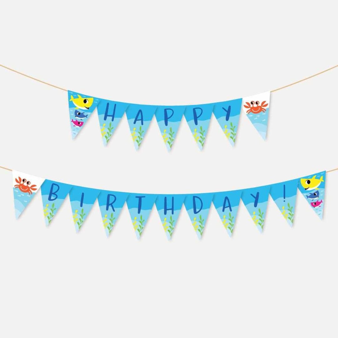 Baby Shark Kids Party Banner Template - Baby Shark Banner Birthday ...
