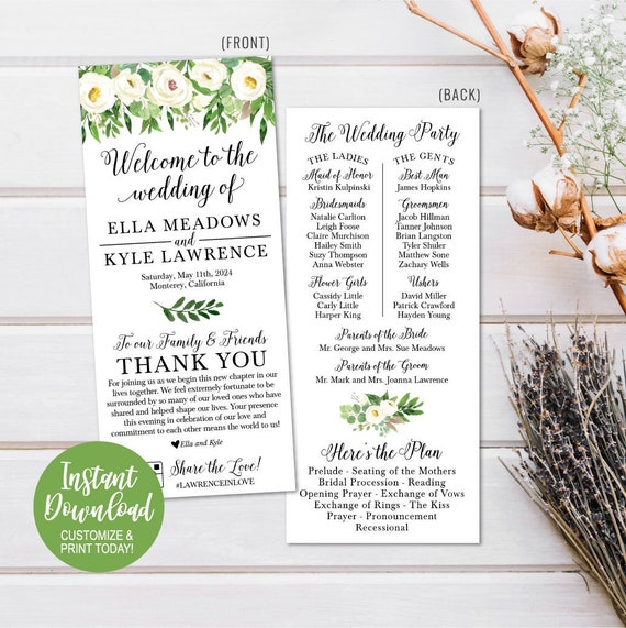 Thank you on back of wedding program | Beachweddingtips.com