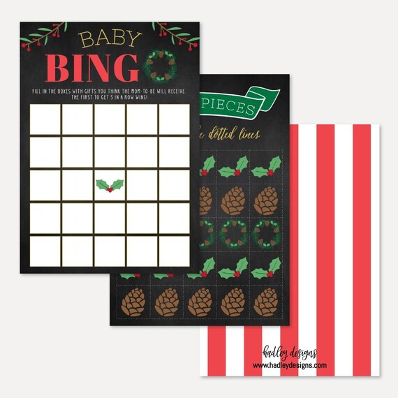 Christmas Baby Shower Bingo Game Template Bingo Baby Shower | Etsy