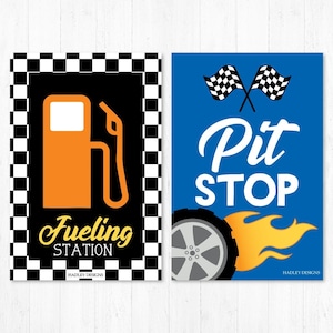 Race Car Party Sign Printable, Cars Fueling Station Sign & Pit Stop ...