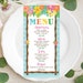 Luau Party Menu Card Template - Floral Menu Card, Luau Menu Template ...