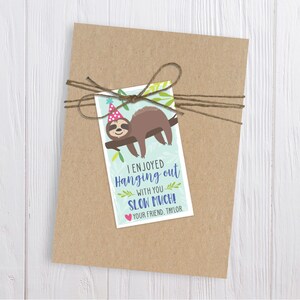 Sloth Kids Party Thank You Favor Tags Template - Custom Gift Tag ...