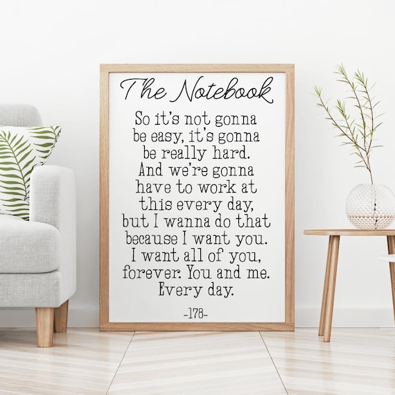 The Notebook Movie Gift Bedroom Wall Decor for Women Bedroom | Etsy