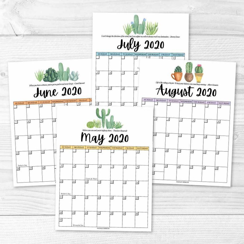 2020 Year Calendar Template - 2020 Wall Calendar, 2020 Calendar ...