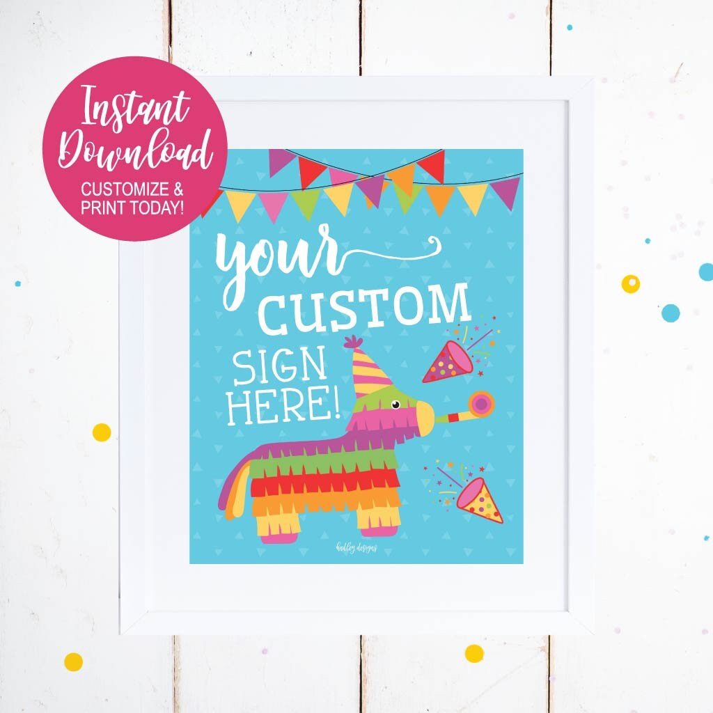 Custom Birthday Sign Birthday Party Decor Fiesta Printable - Etsy