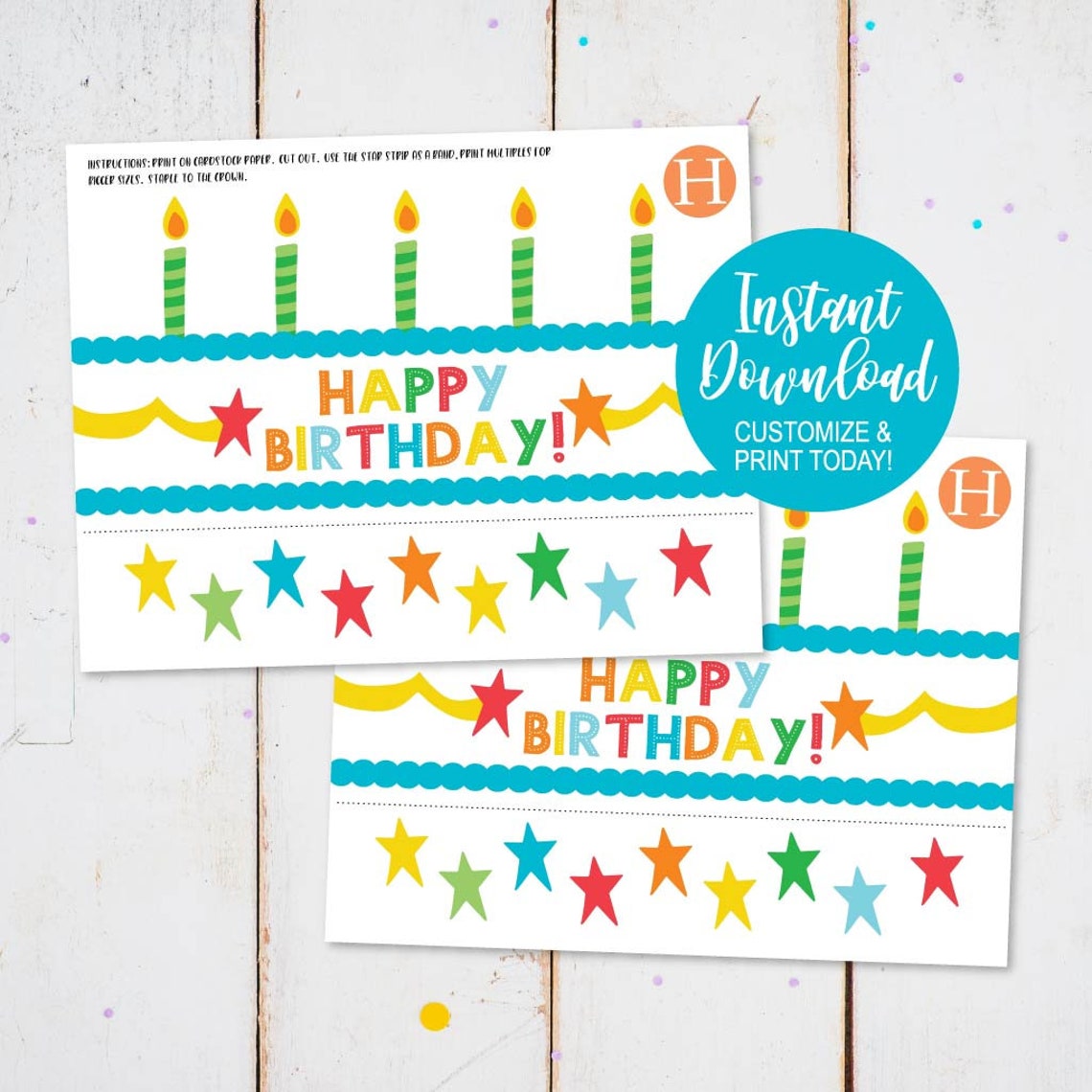 Kids Birthday Crown Template, Printable Birthday Headband, Editable ...