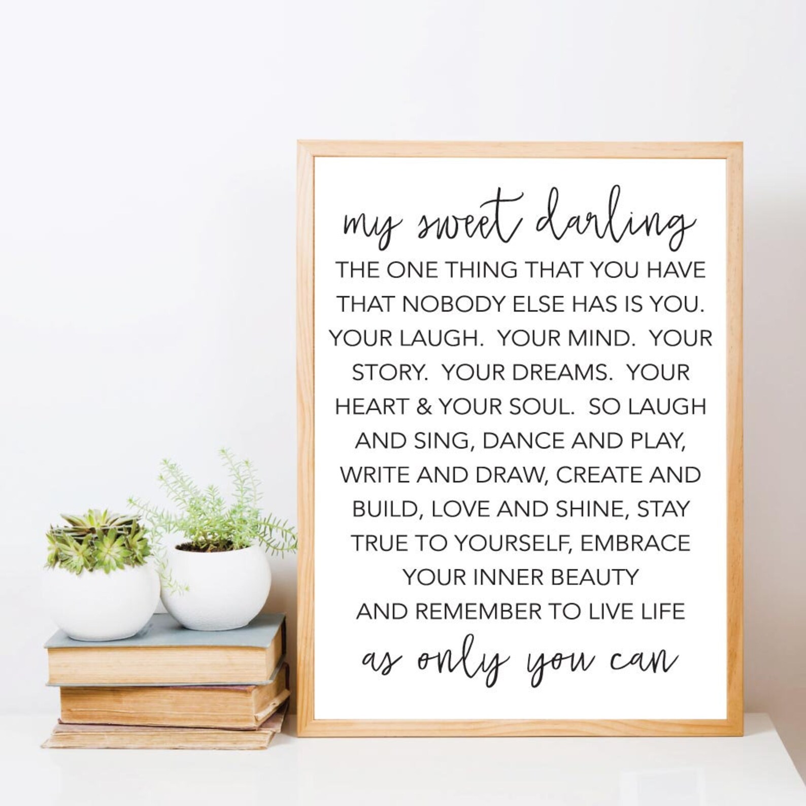 My Sweet Darling Quote, Bedroom Wall Decor Over the Bed, Home Wall Sign ...