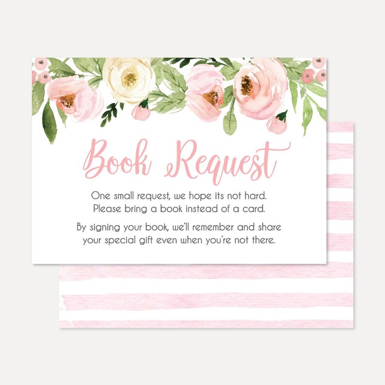 Pink Watercolor Floral Wreath Book Request Download Book - Etsy