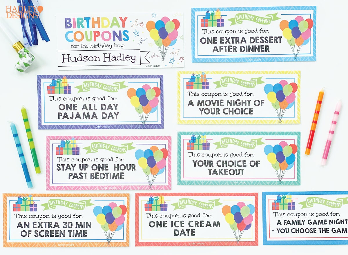 Printable Birthday Coupon Template, Editable Gift Voucher Idea, DIY ...