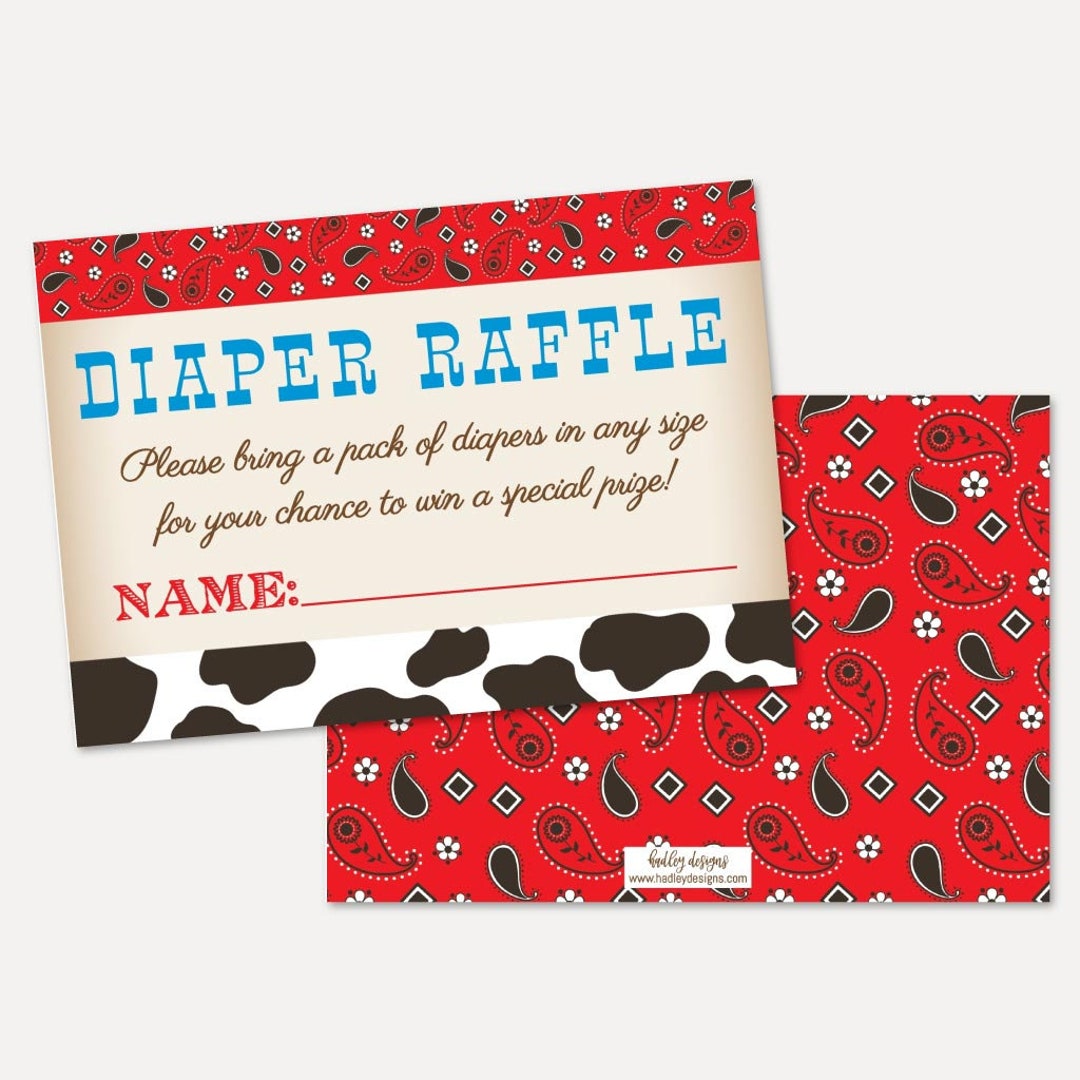 Cowboy Baby Shower Diaper Raffle Template - Ticket Printable, Diaper ...
