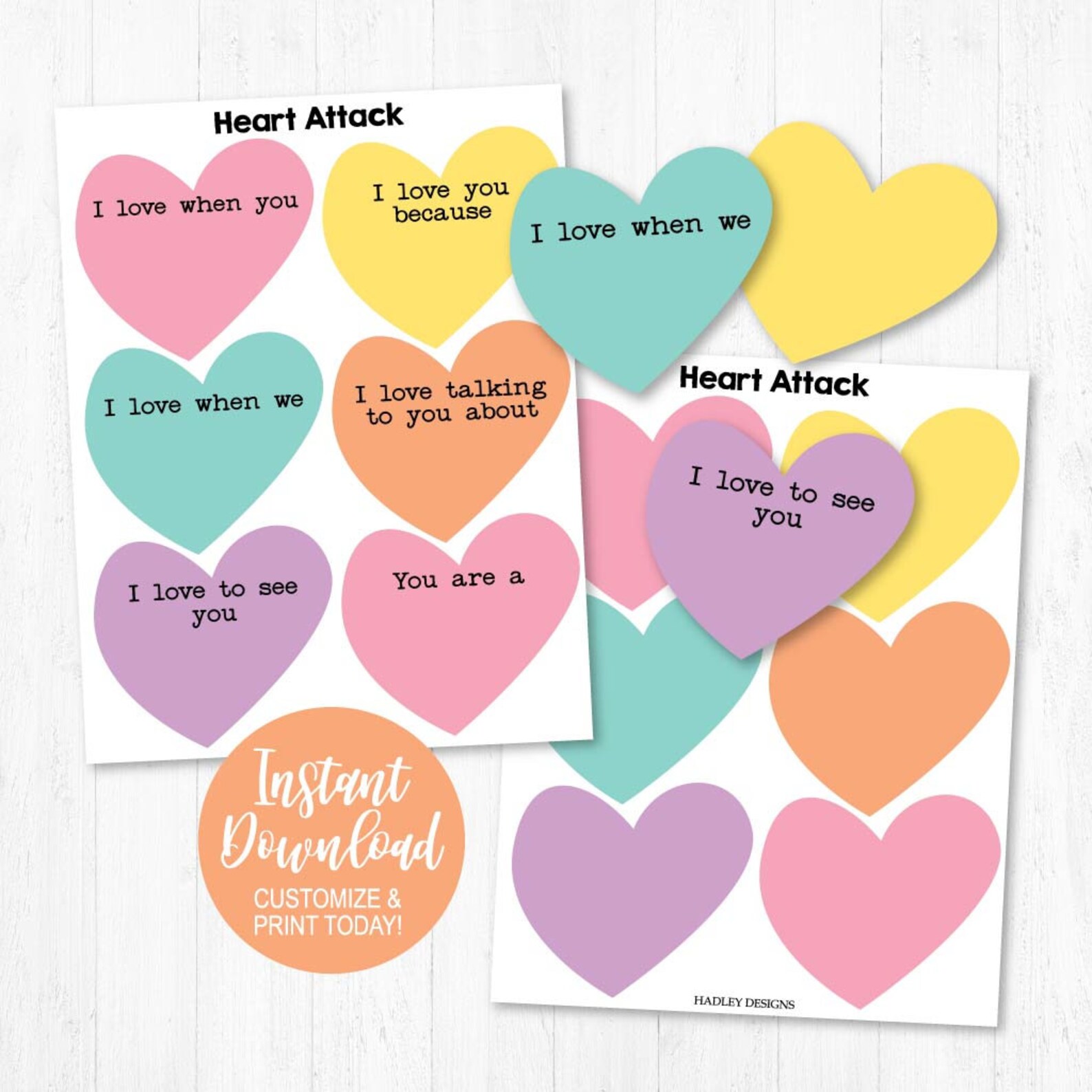 Heart Attack Printables Love Note Cards for Kids Family | Etsy