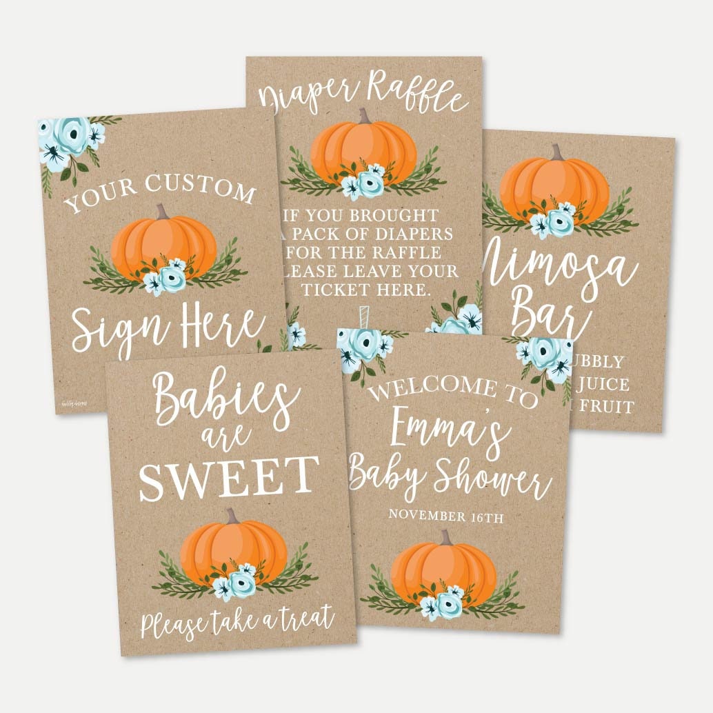 Pumpkin Boy Baby Shower Sign Set Templates Baby Shower Sign - Etsy