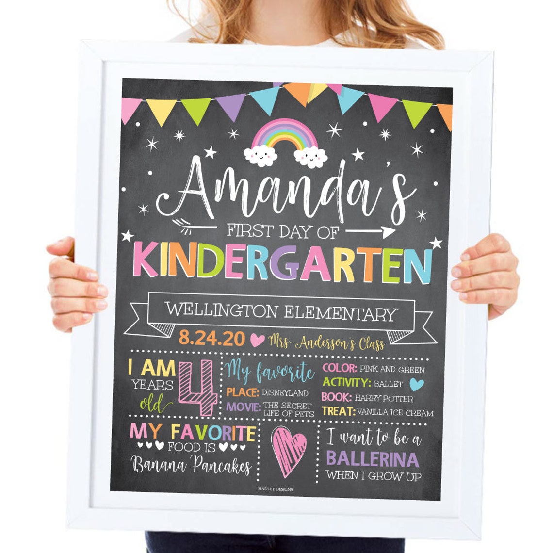 Back to School Printable Back to School Chalk Board First | Etsy