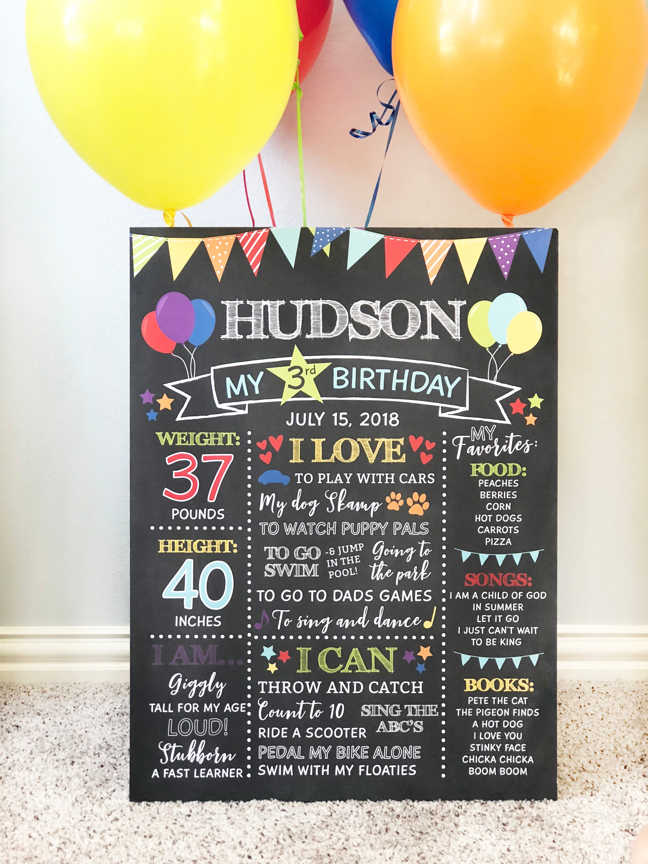 Birthday Interview Info Graphic Sign Template Editable - Etsy