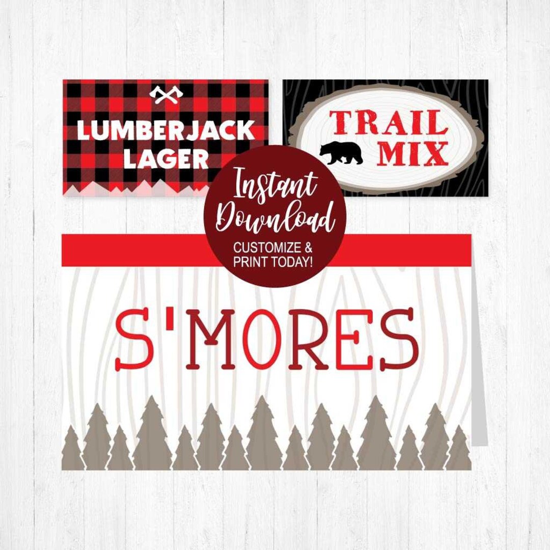 Lumberjack Food Tent Cards, Buffet Tent Cards, Printable Tent Cards ...