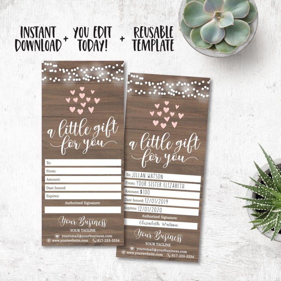 Blank Gift Certificate Printable Gift Vouchers Minimalist - Etsy