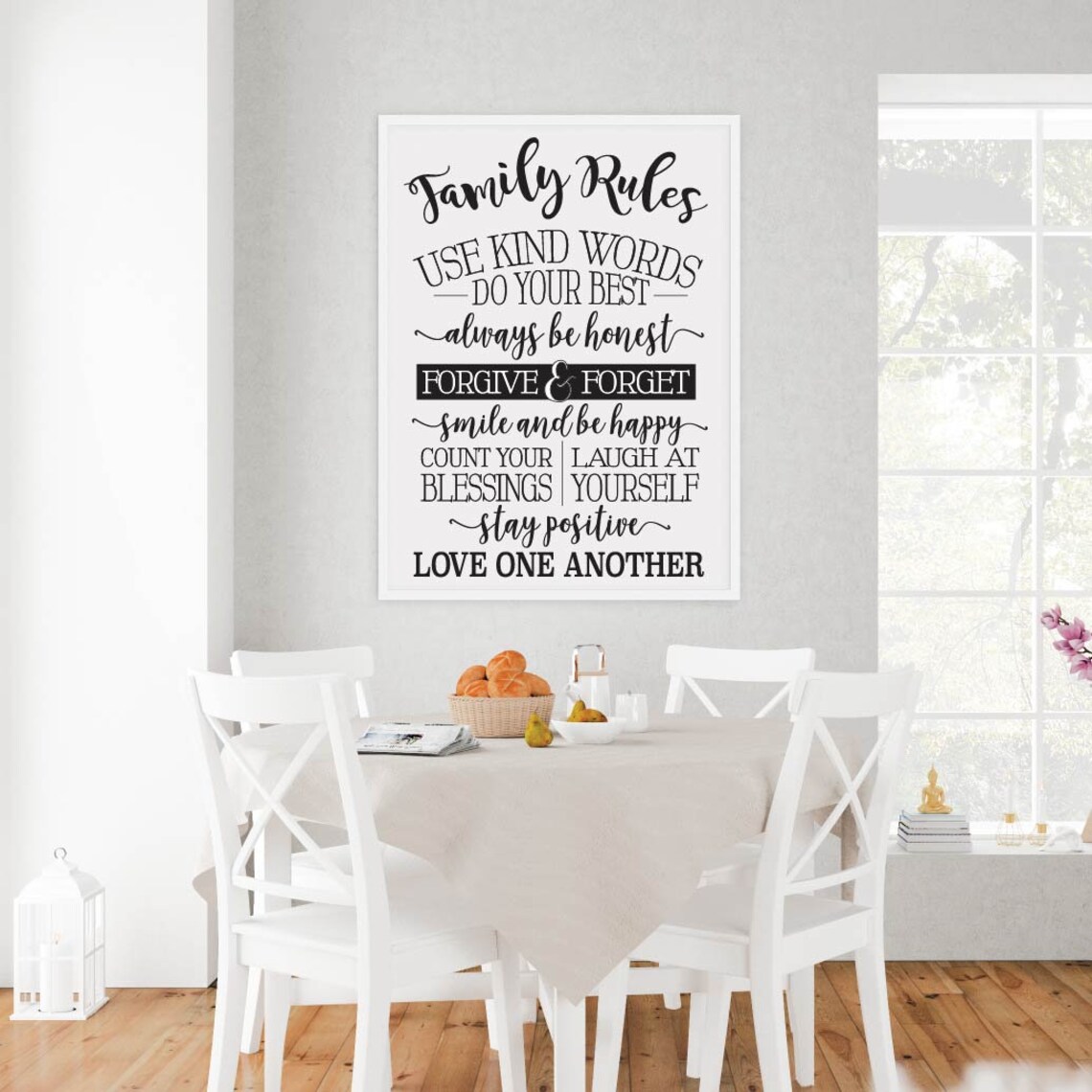 Family Rules Use Kind Words Printable Sign Set Hadley - Etsy