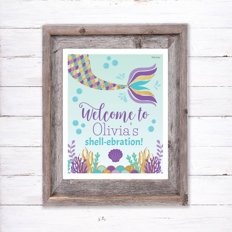 Under the Sea Mermaid Kids Party Welcome Sign Template - Etsy
