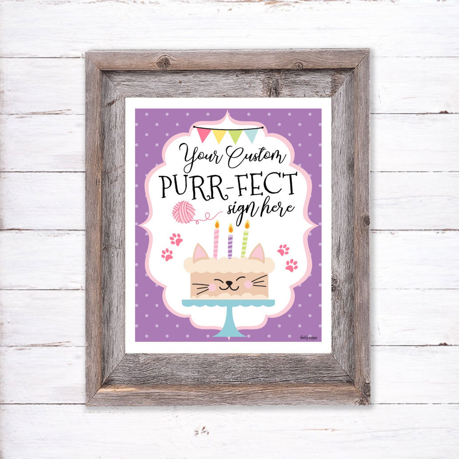 Cat Kids Party Custom Sign Template Design Your Own Sign - Etsy