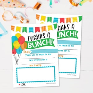 Birthday Thank You Card Printable, Fill in the Blank Note Cards for ...