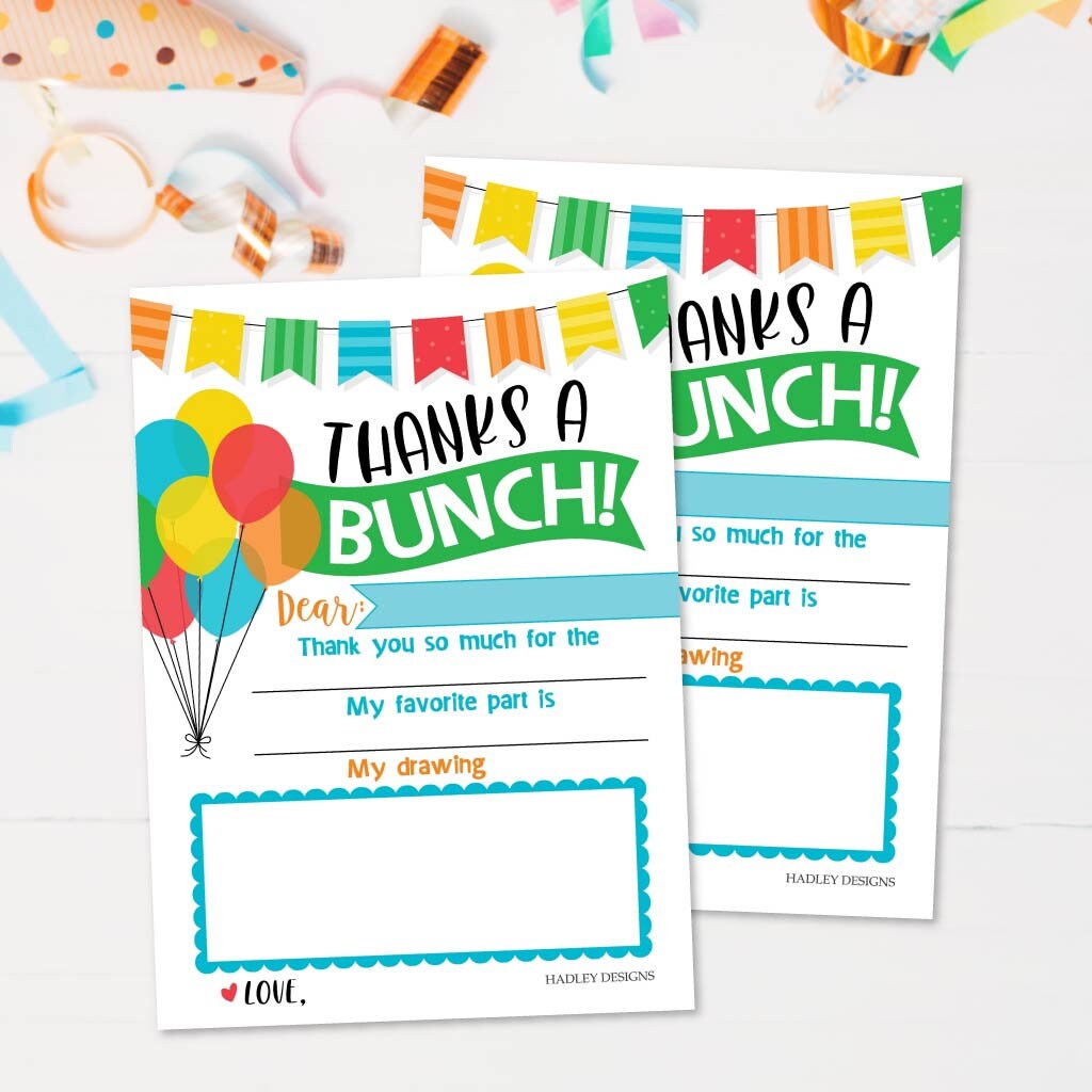 Birthday Thank You Card Printable Fill in the Blank Note | Etsy