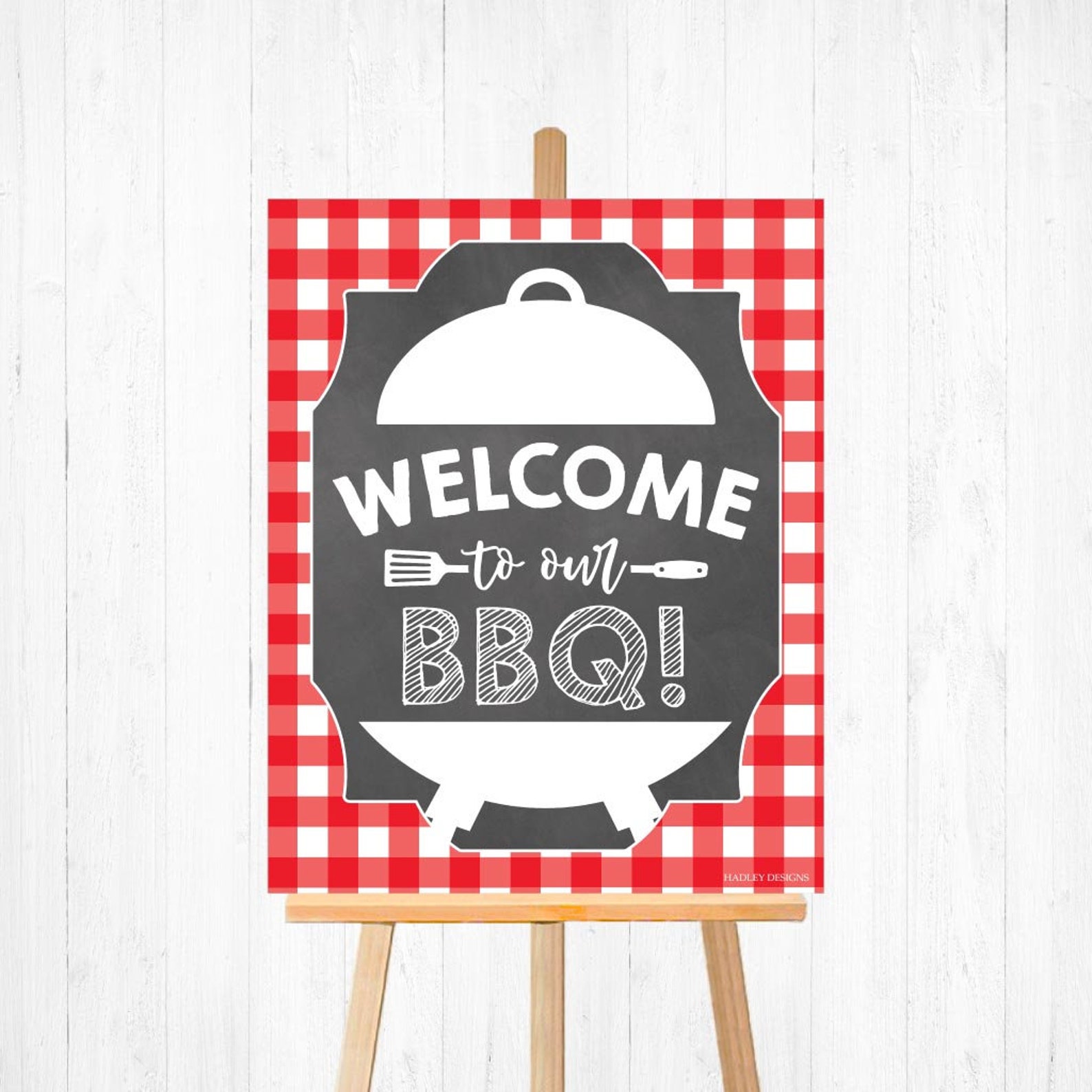Backyard BBQ Welcome Sign Printable, Cookout Poster Personalized ...