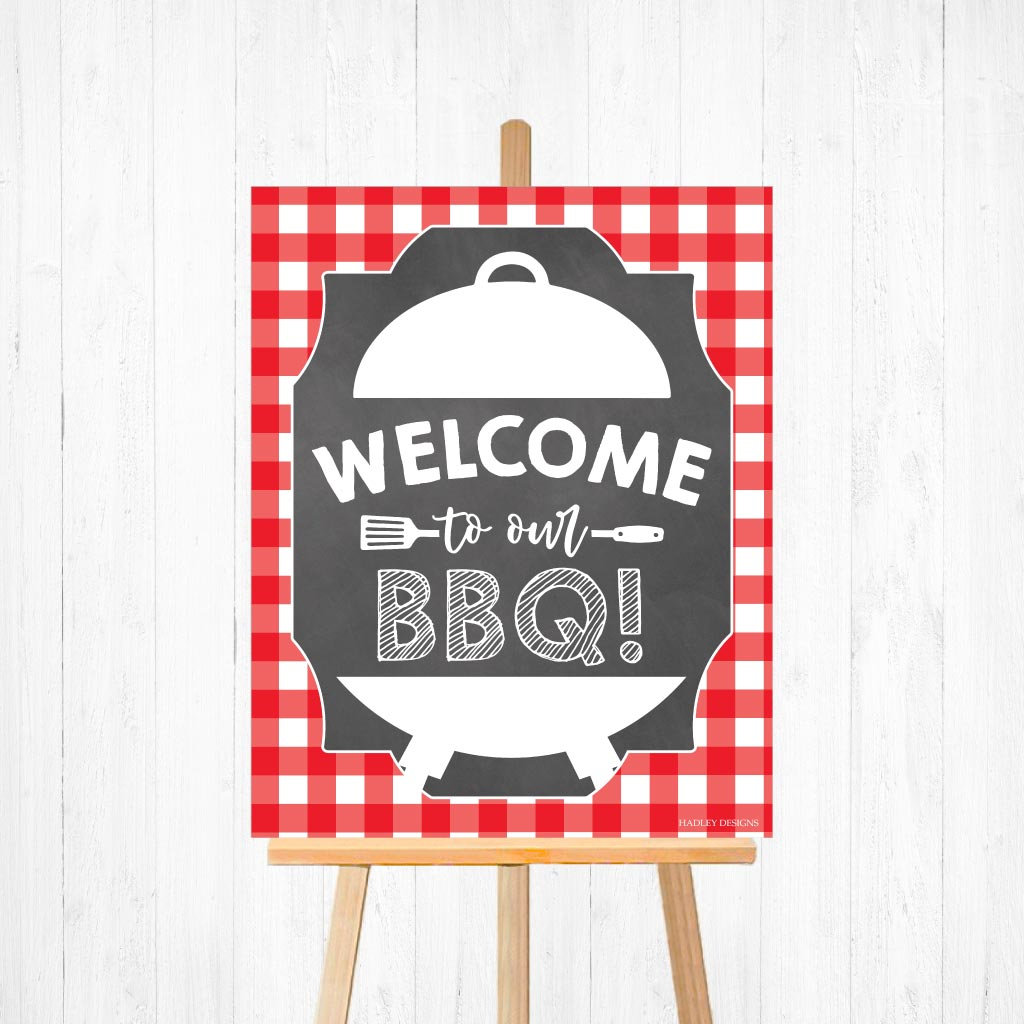 Backyard BBQ Welcome Sign Printable, Cookout Poster Personalized ...