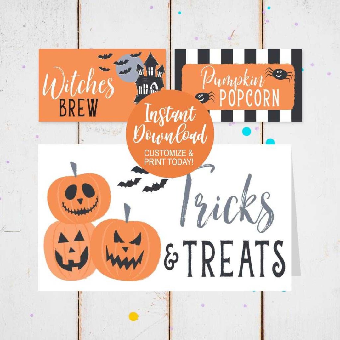 Halloween Buffet Card, Halloween Food Decorations, Printable Halloween ...