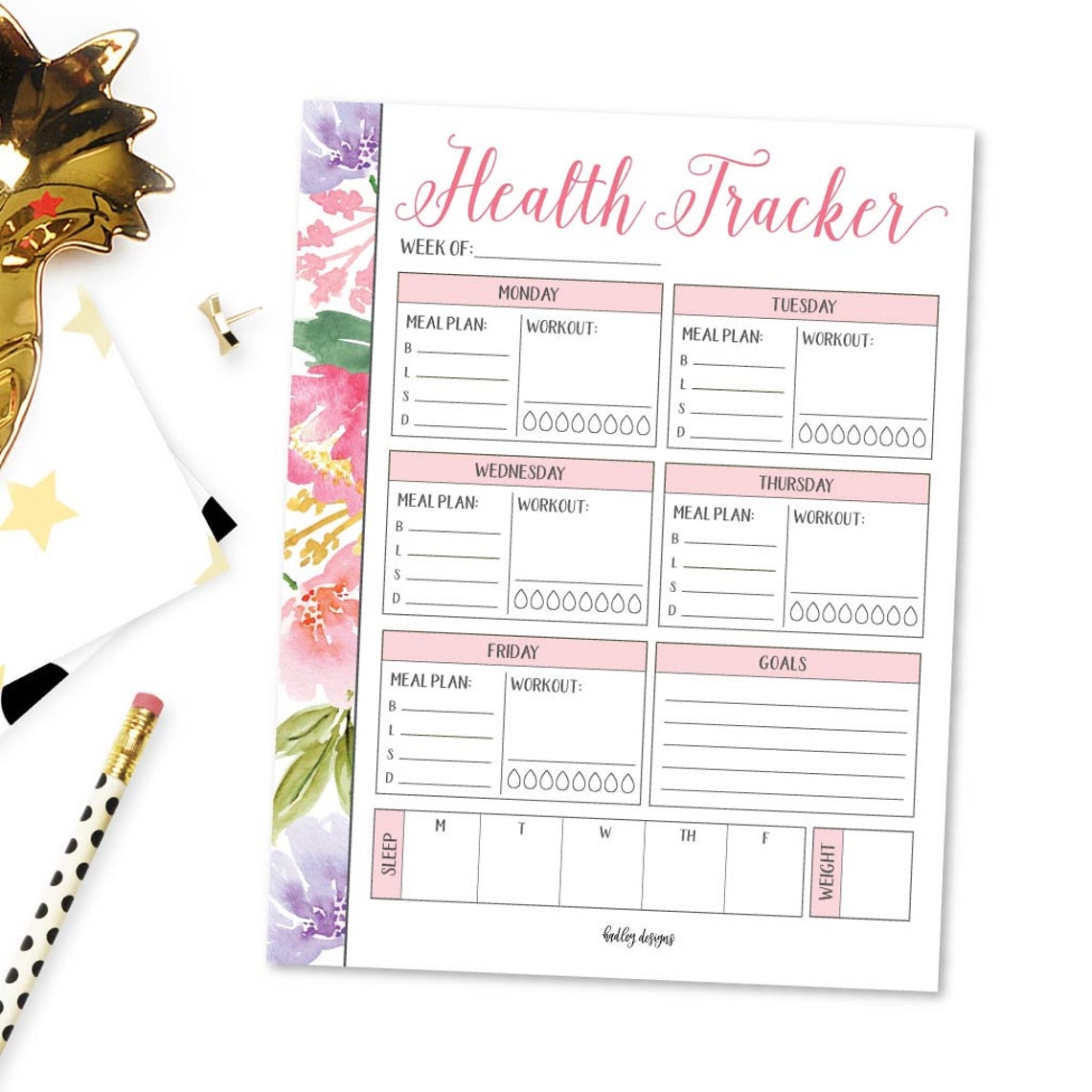 Health Tracker Printable Health Fitness Planner Fitness | Etsy
