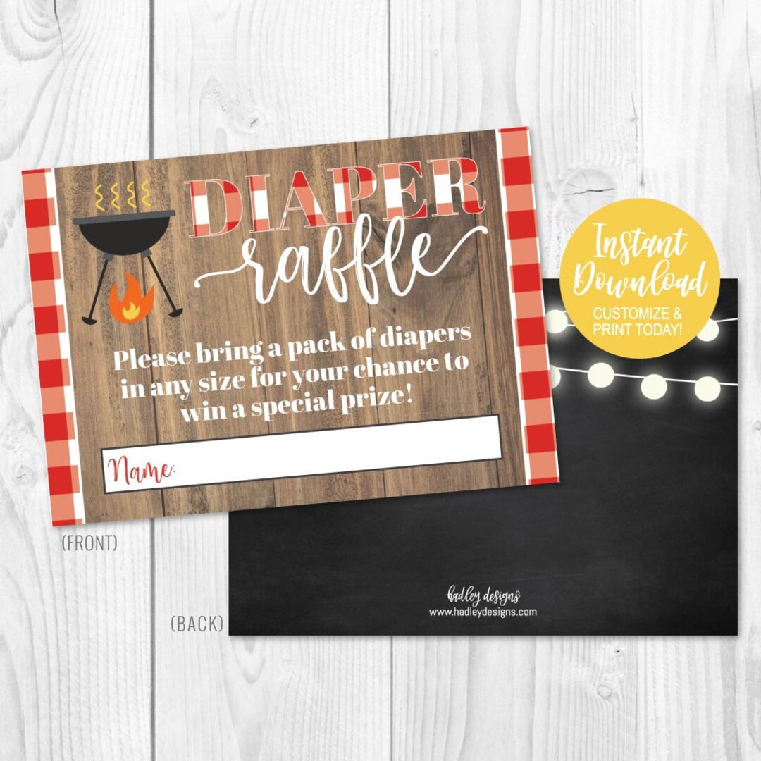 Editable Diaper Raffle Cards, Diaper Raffle Download, Diaper Raffle ...