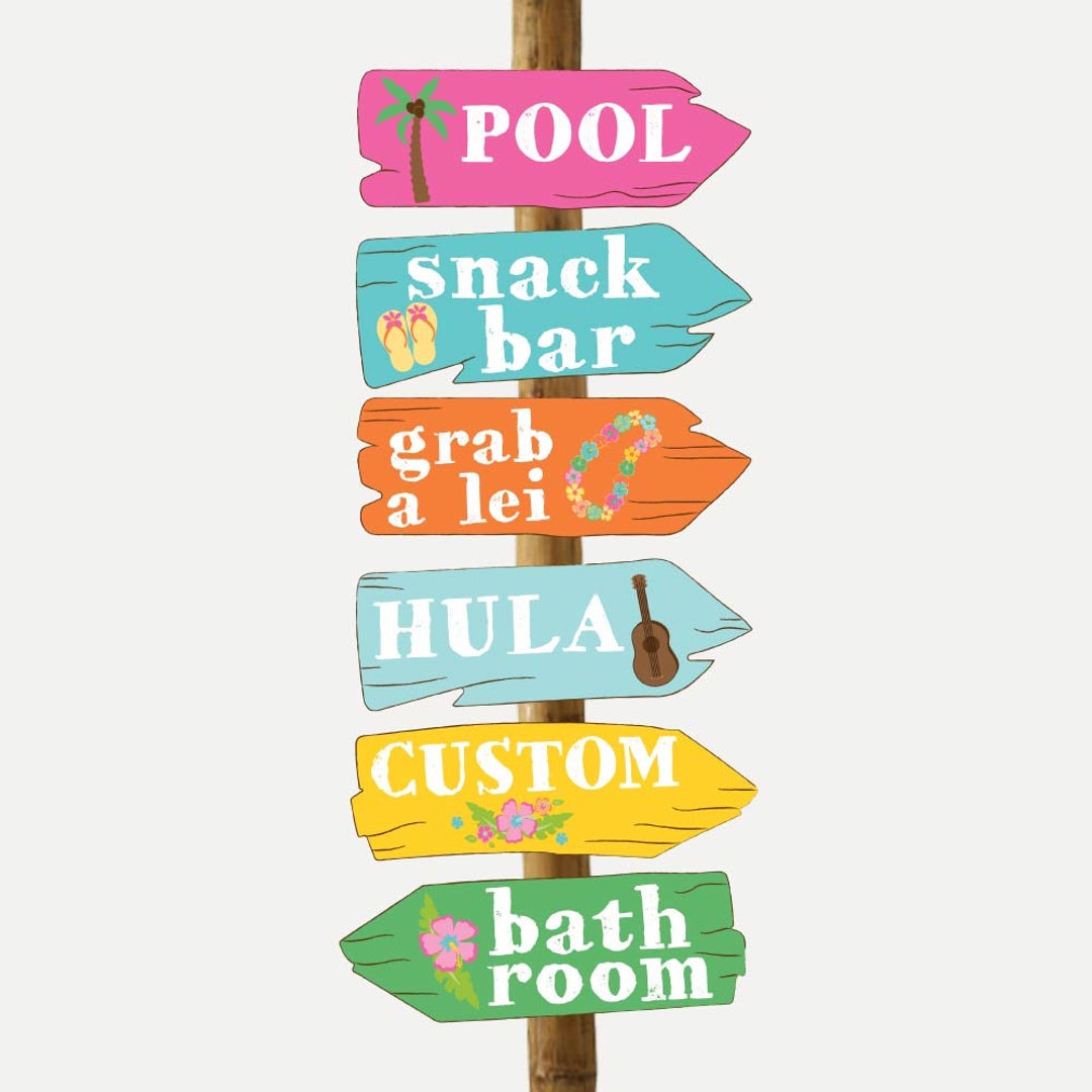 Luau Party Directional Arrows Template - Luau Directional Arrow Sign ...
