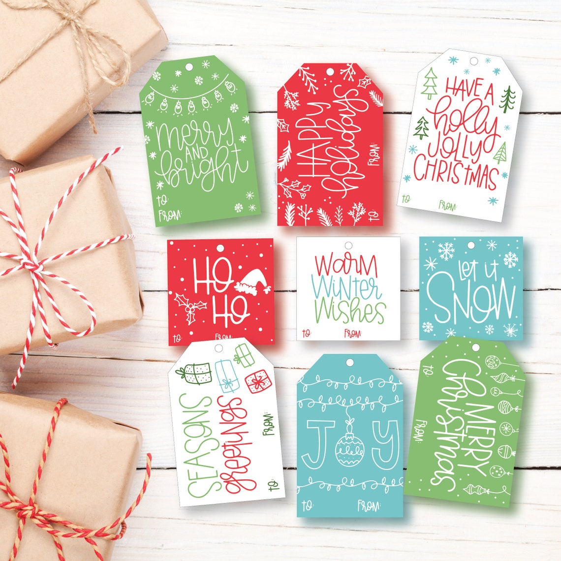 Holiday Gift Tags Template Printable Christmas Tags Merry - Etsy