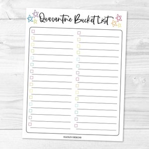 Quarantine Bucket List Printable, Quarantine Bucket List Sign, Social ...