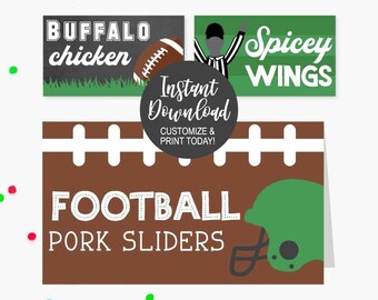 Football Tent Cards DIY Editable Food Labels Instant - Etsy