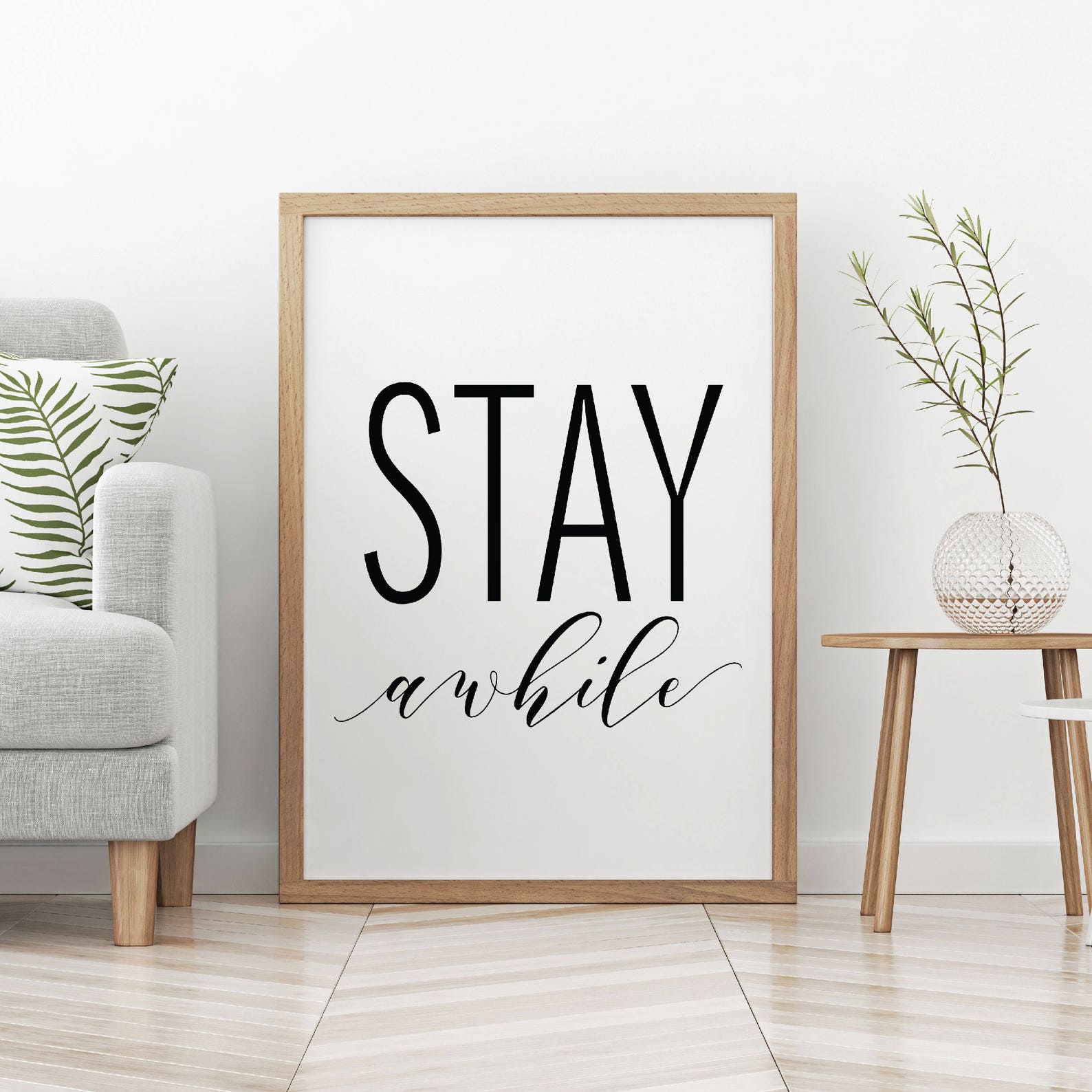 Stay Awhile Printable Sign Set Minimalist Rustic Wall Art - Etsy