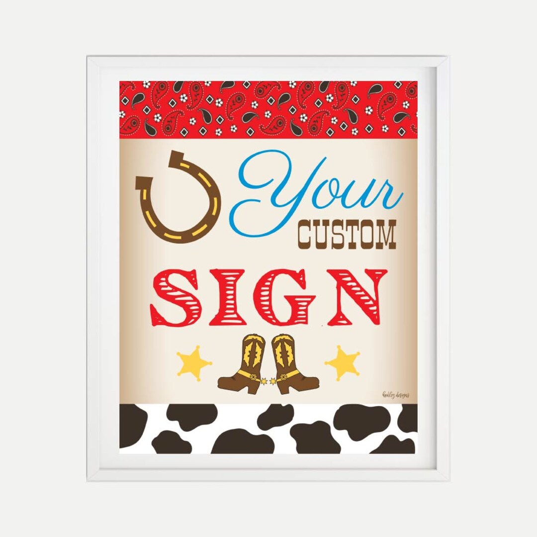 Cowboy Baby Shower Custom Sign Template Design Your Own Sign ...