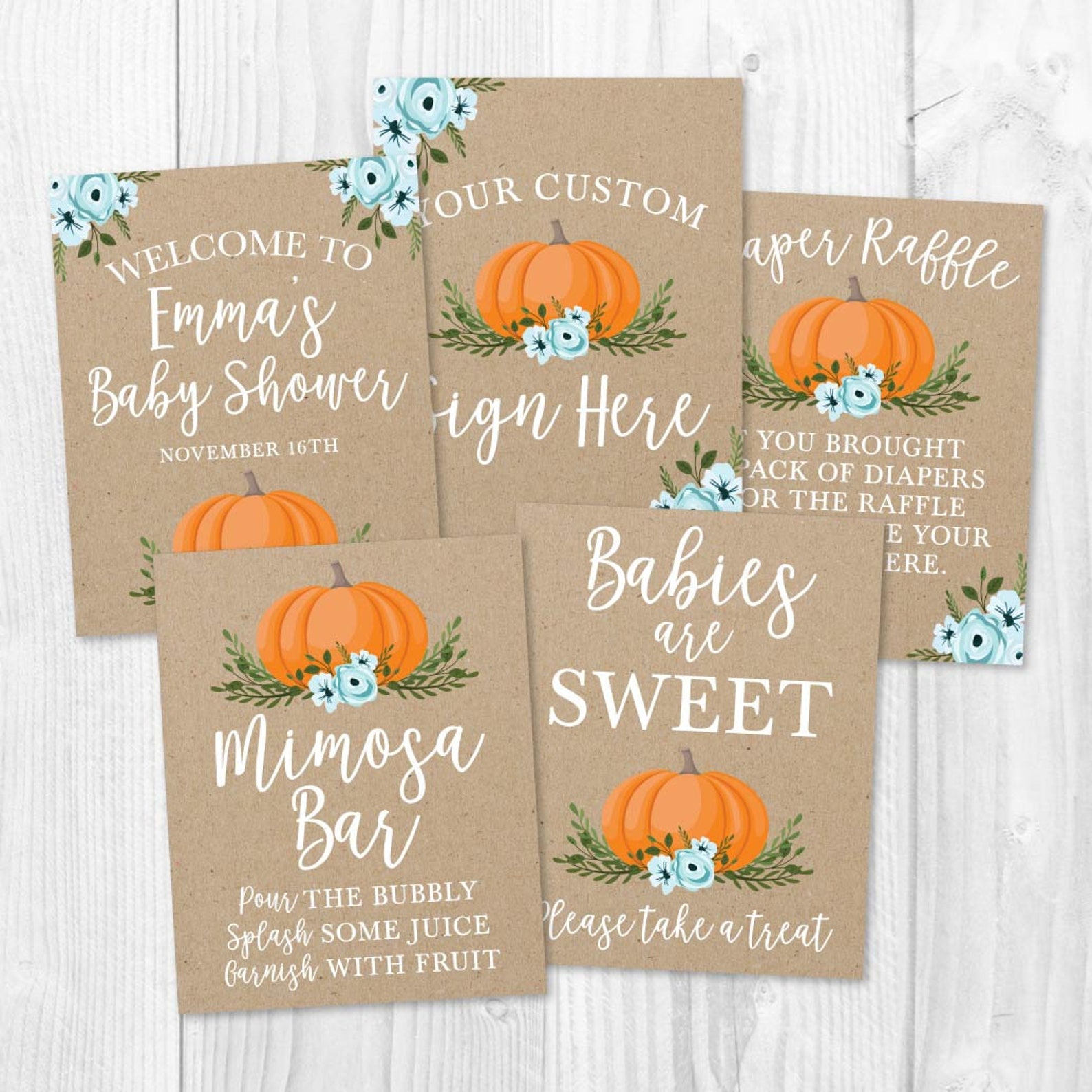 Pumpkin Boy Baby Shower Sign Set Templates Baby Shower Sign - Etsy
