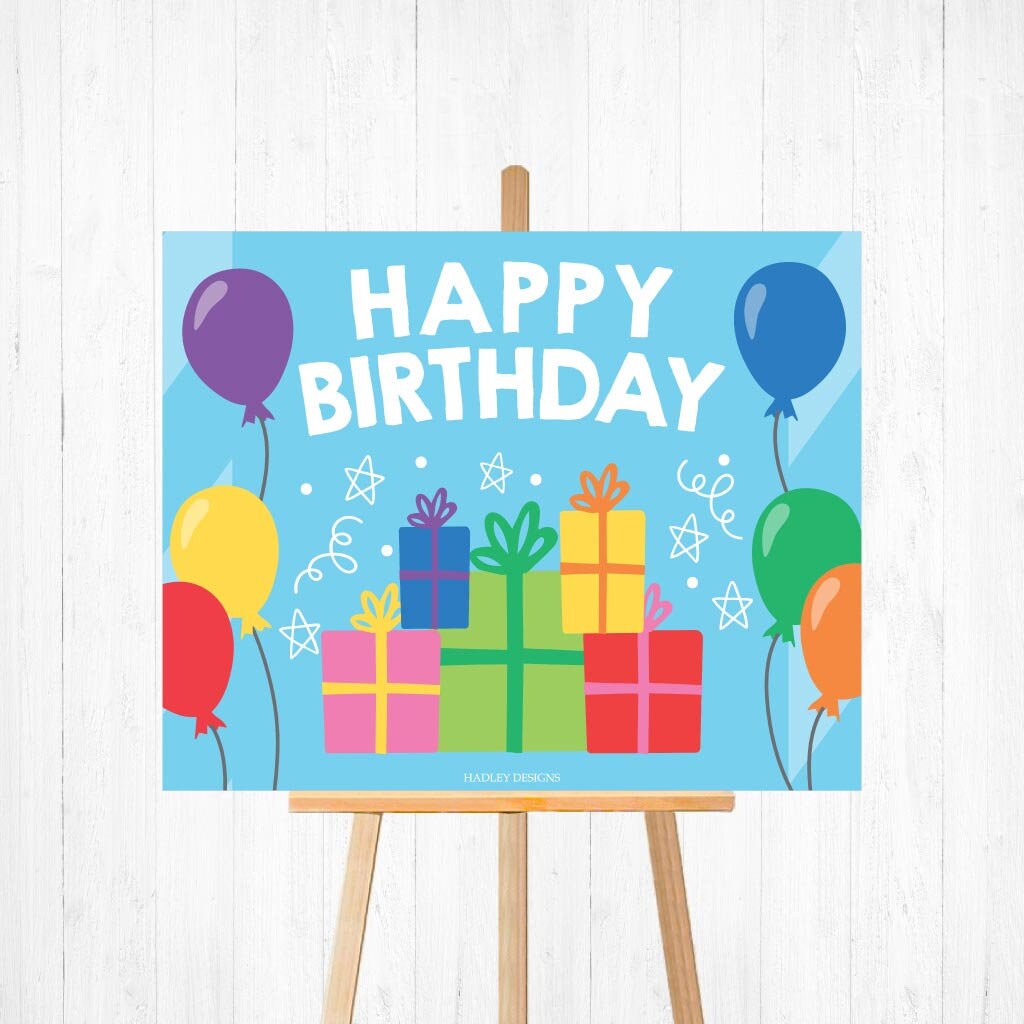Happy Birthday Sign Printable Colorful Birthday Poster - Etsy