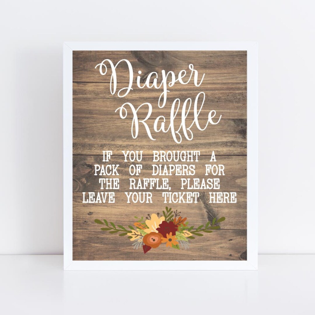 Fall Rustic Baby Shower Diaper Raffle Sign Template - Affordable Baby ...