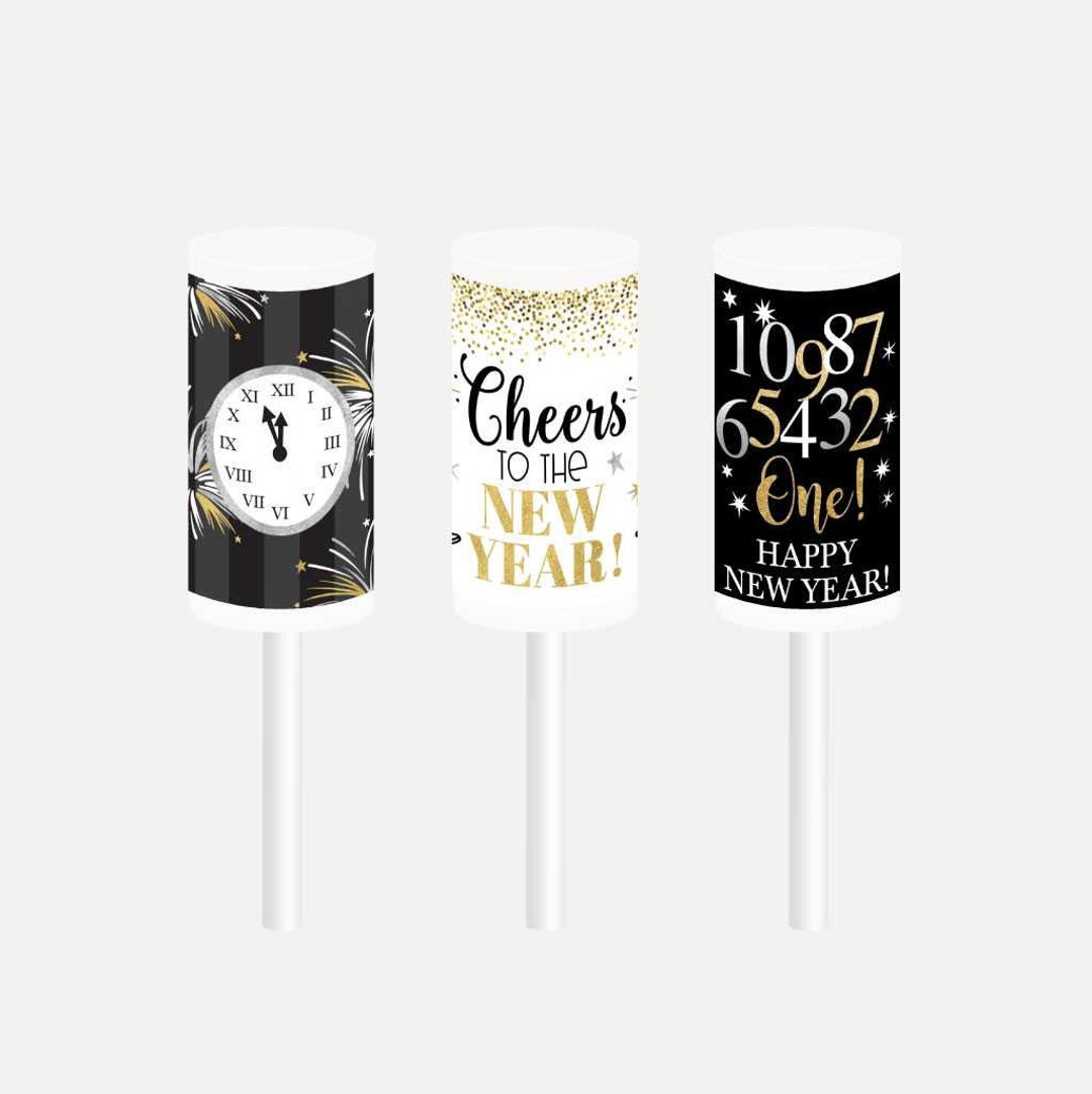 New Years Eve Party Push Popper Template - Confetti Popper Gold ...